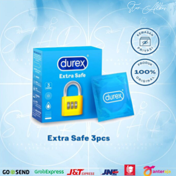 Durex Extra Safe 3s – Kondom Pelumas Aman Ketat Pria - Star Alkes Medika